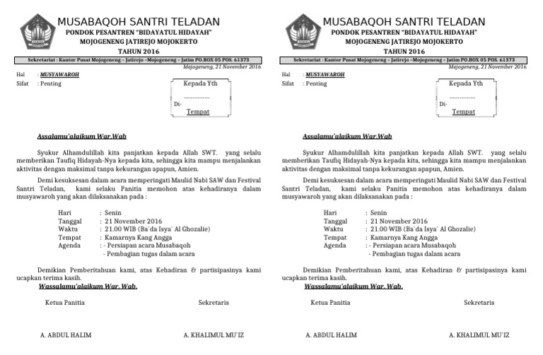 Undangan MUSYAWAROH - 1 | PDF