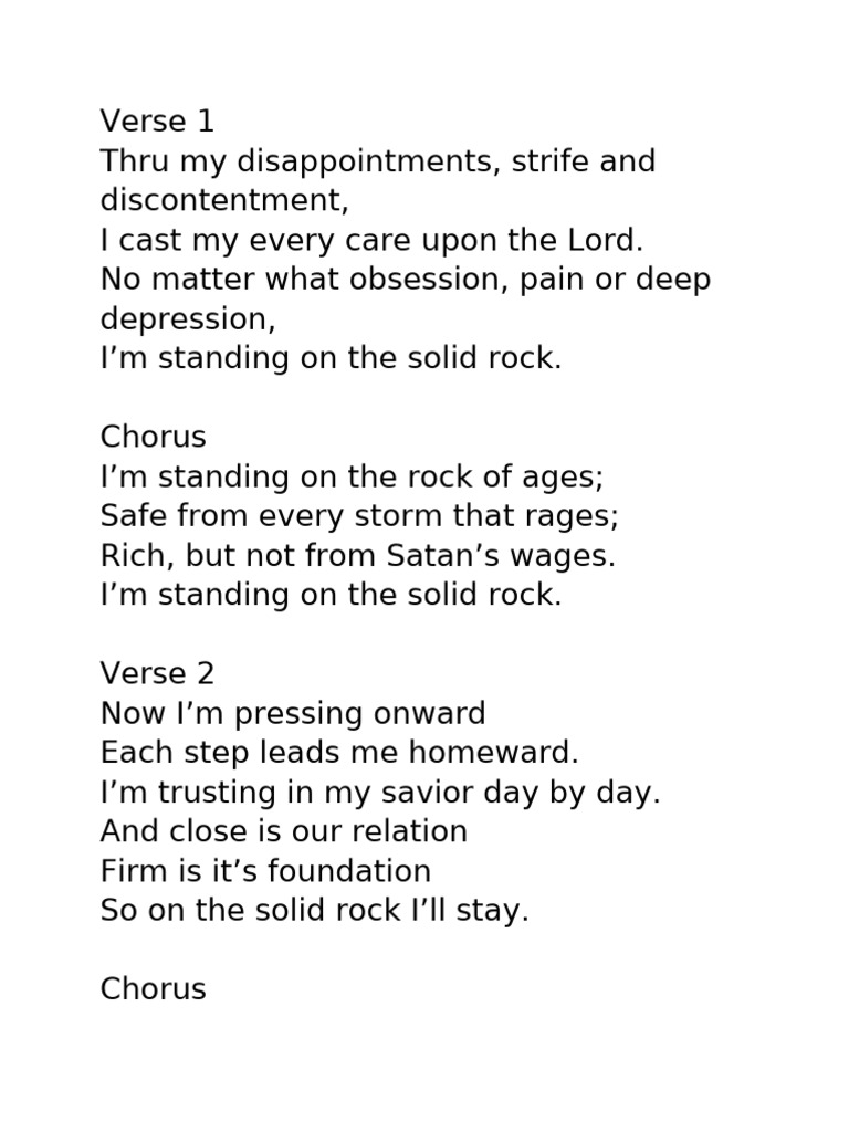 Standing On The Solid Rock | PDF
