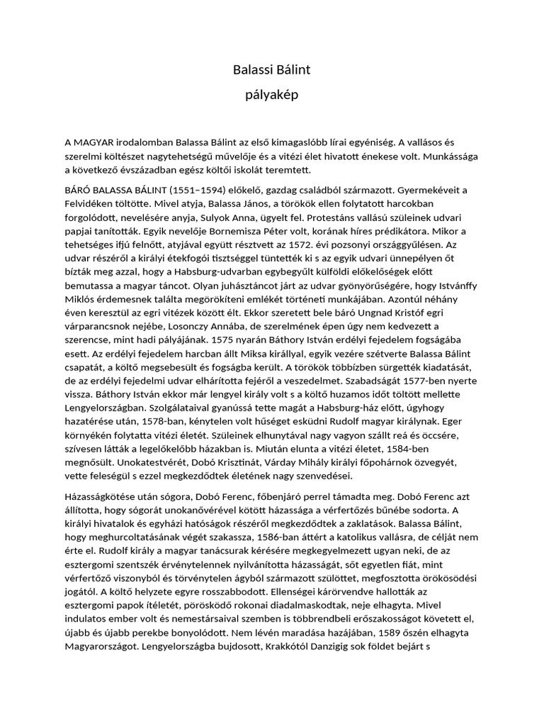 Balassi Bálint | PDF