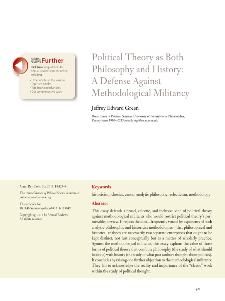 Green - Poltical Theory As Both Philosophy and History | PDF ...