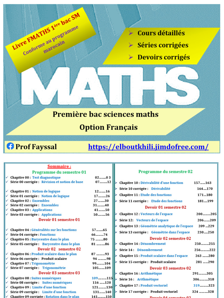 Cours et exercices de math 1 Bac SM | PDF | Analyse mathématique | Algèbre