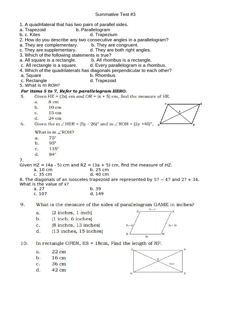 Summative Test in Math Week 2 | PDF