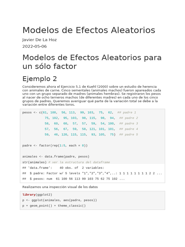 Modelos de Efectos Aleatorios | PDF