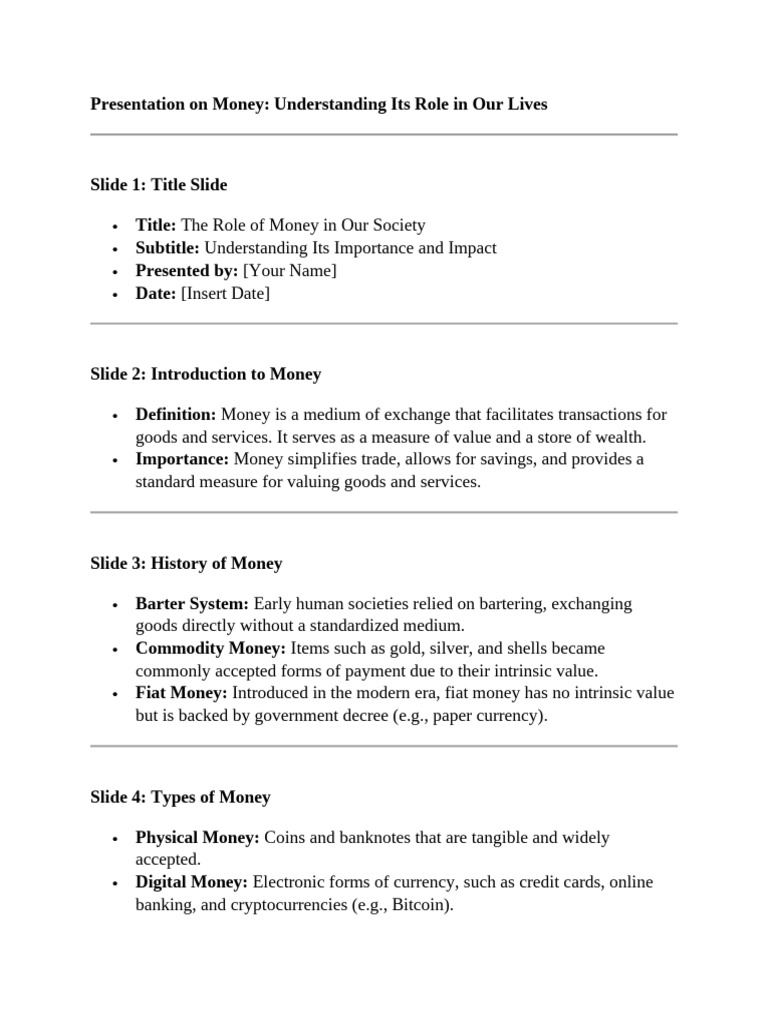 Presentation on Money | PDF | Money | Medium Of Exchange