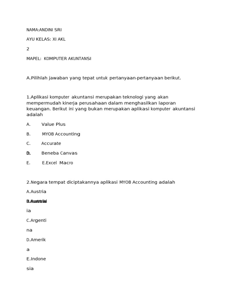 Soal Komputer AKL BAB 1 | PDF