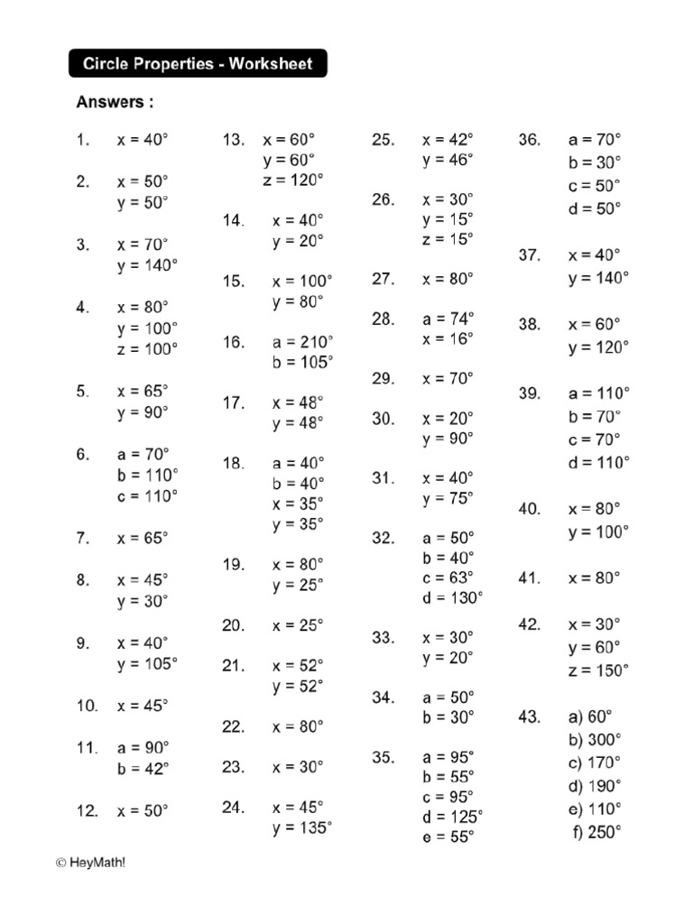 Class 9 Maths Circles Worksheet-Answers | PDF