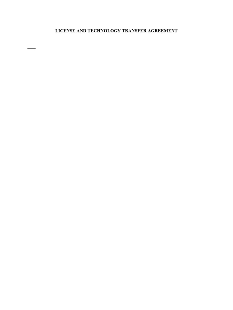 License and Technology Transfer Agreement 1 | PDF | License | Taxes