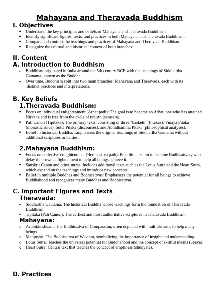 LAS Mahayana and Theravada Buddhism | PDF | Bodhisattva | Mahayana