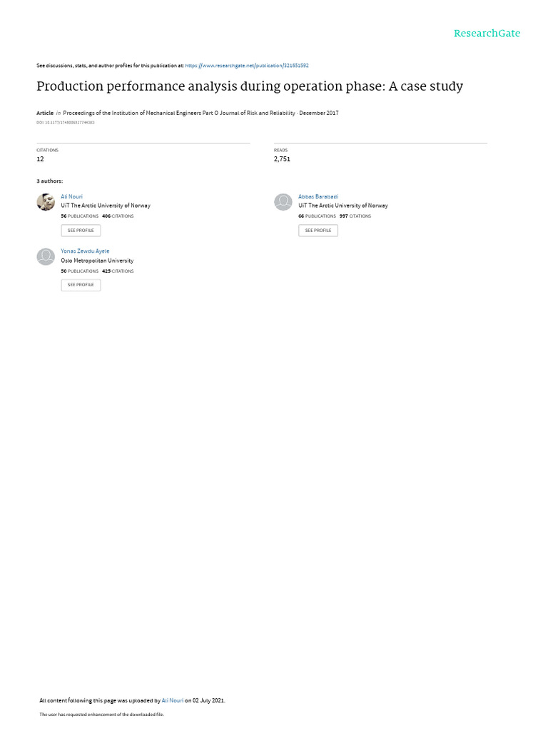 Production Performance Analysis | PDF | Reliability Engineering | Risk