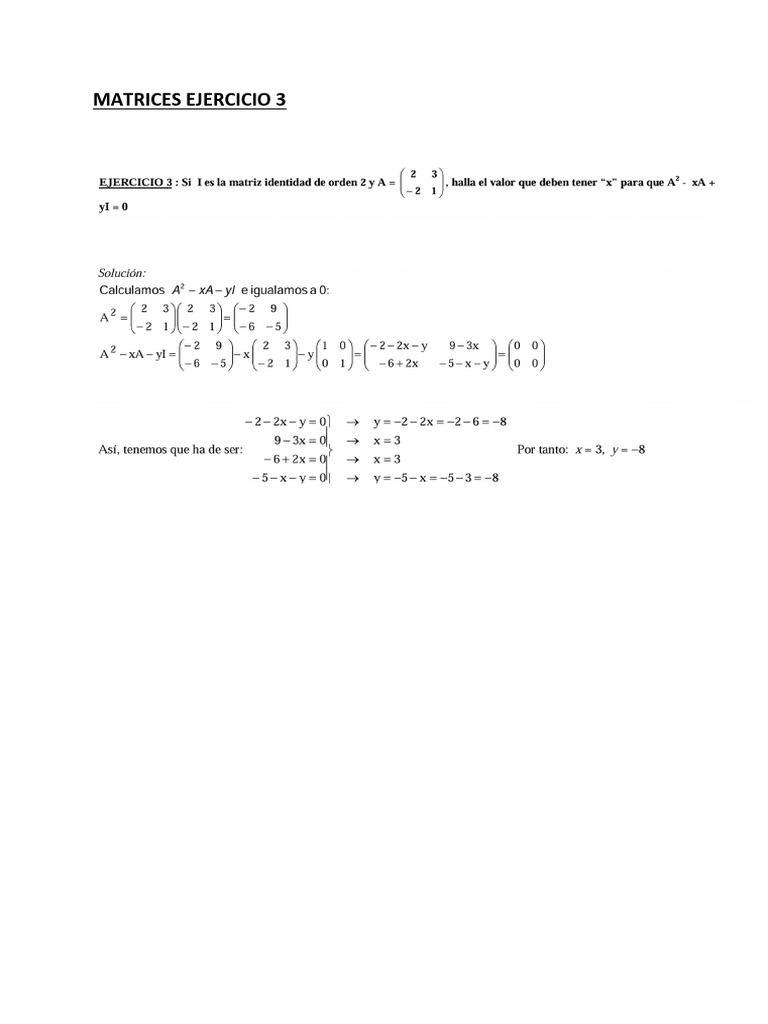 Matrices Ejercicio 3 | PDF
