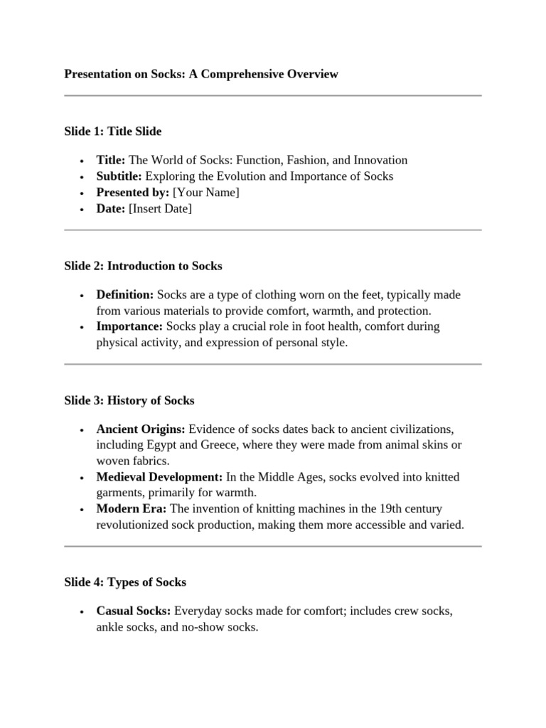 Presentation on Socks | PDF | Sock | Clothing