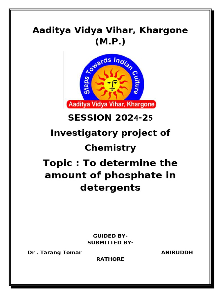 Chemistry Project Cover Page | PDF