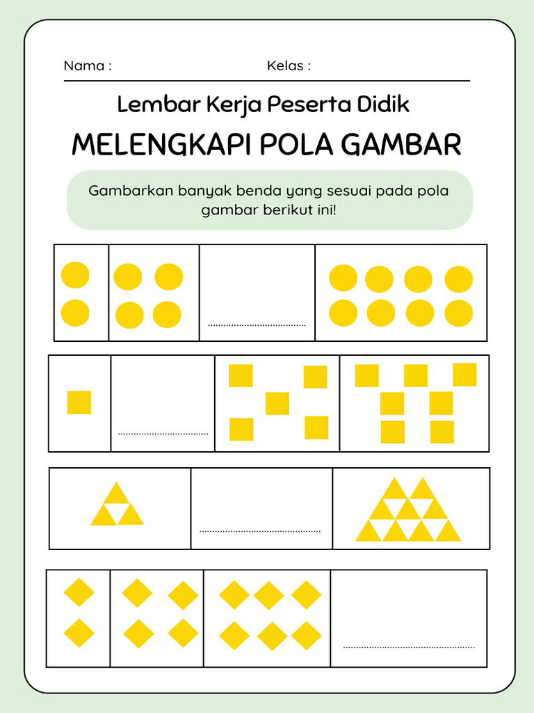 Lembar Kerja Melengkapi Pola Gambar | PDF | Griya & Taman | Seni