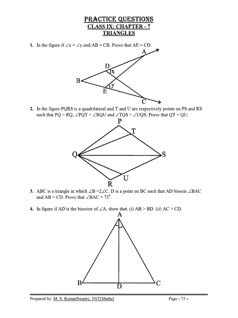 Triangles Practice Questions | PDF