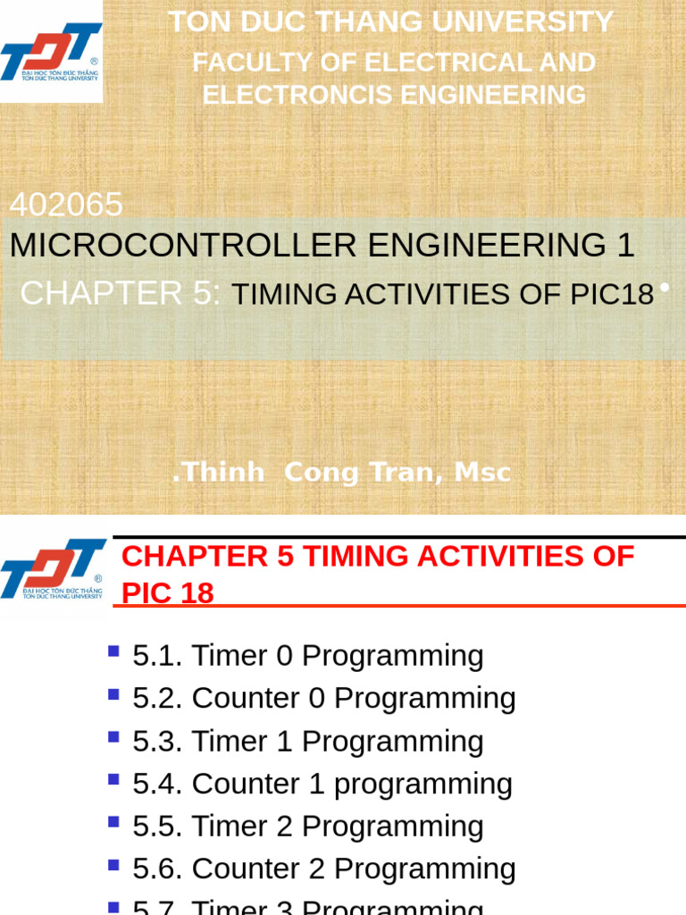 Microcontroller Engineering1 - Chapter 5 | PDF | Timer | Computer Engineering