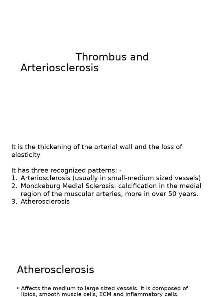 Thrombus and Arteriosclerosis | PDF