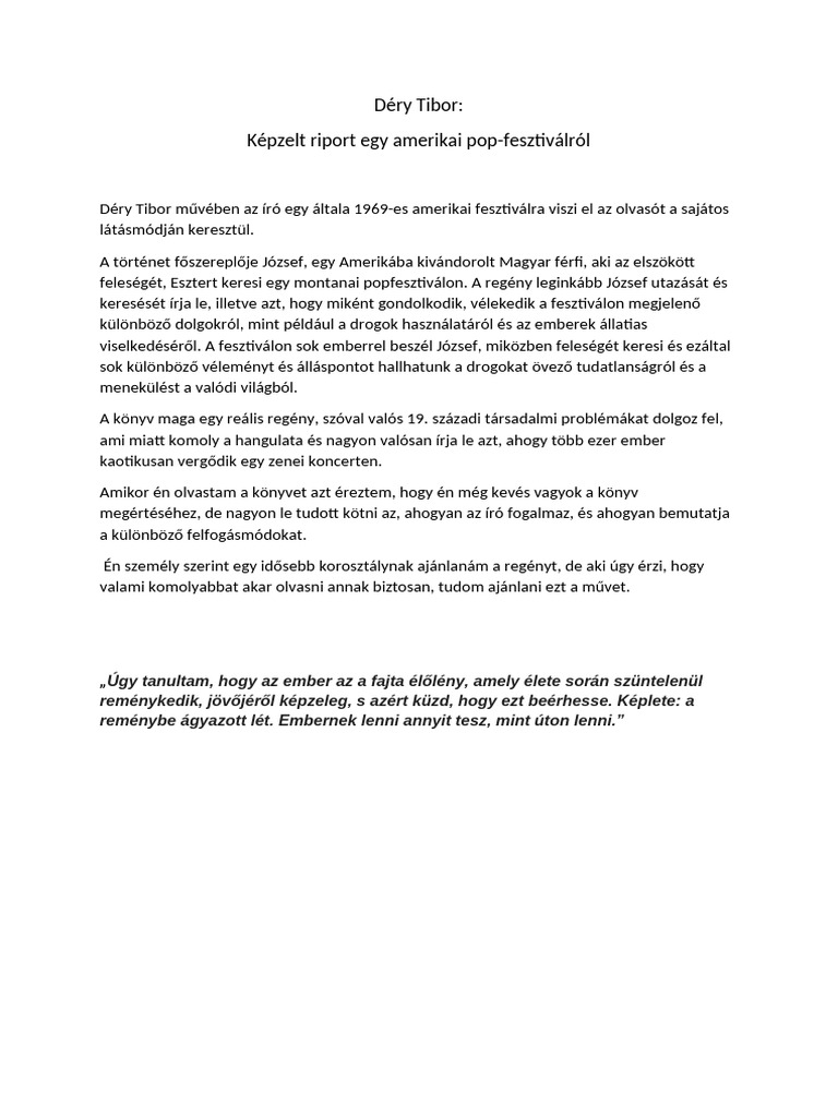Déry Tibor | PDF
