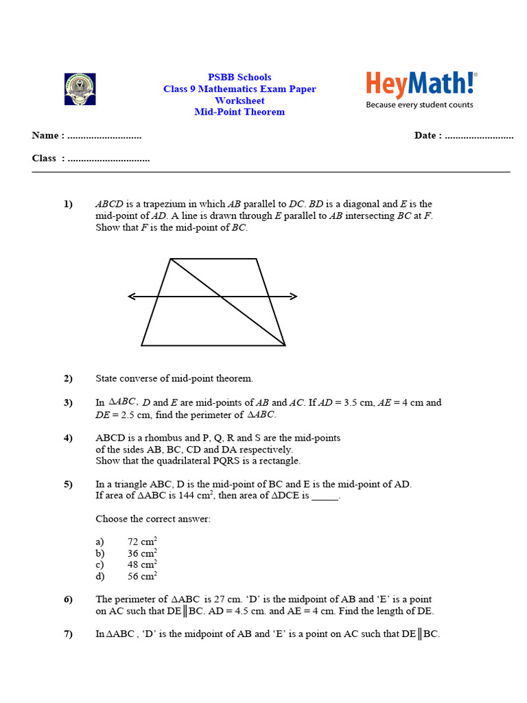 Class 9 Quadrilaterals Worksheet 2 | PDF | Rectangle | Elementary Geometry