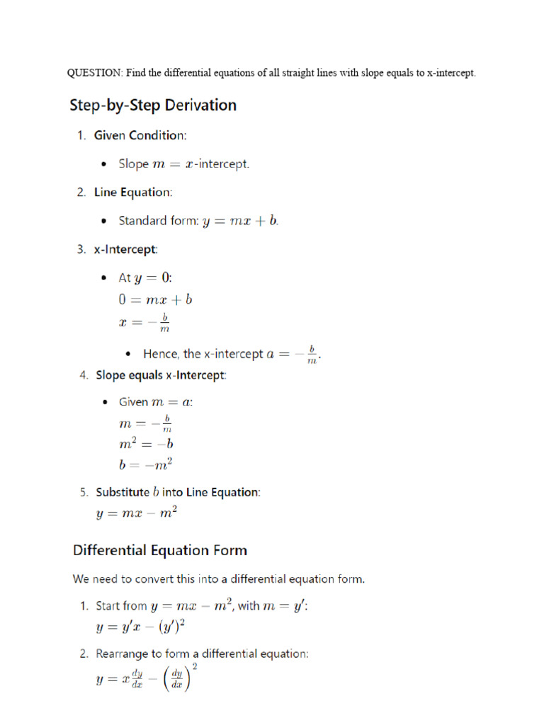 X Intercept and y Intercept Differential Equation | PDF | Teaching Methods & Materials