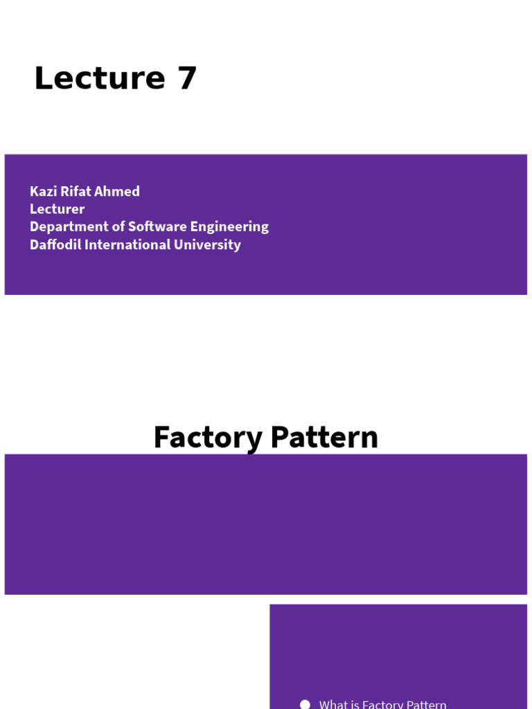 Lecture 7- Factory Method Pattern | PDF | Class (Computer Programming) | Method (Computer ...