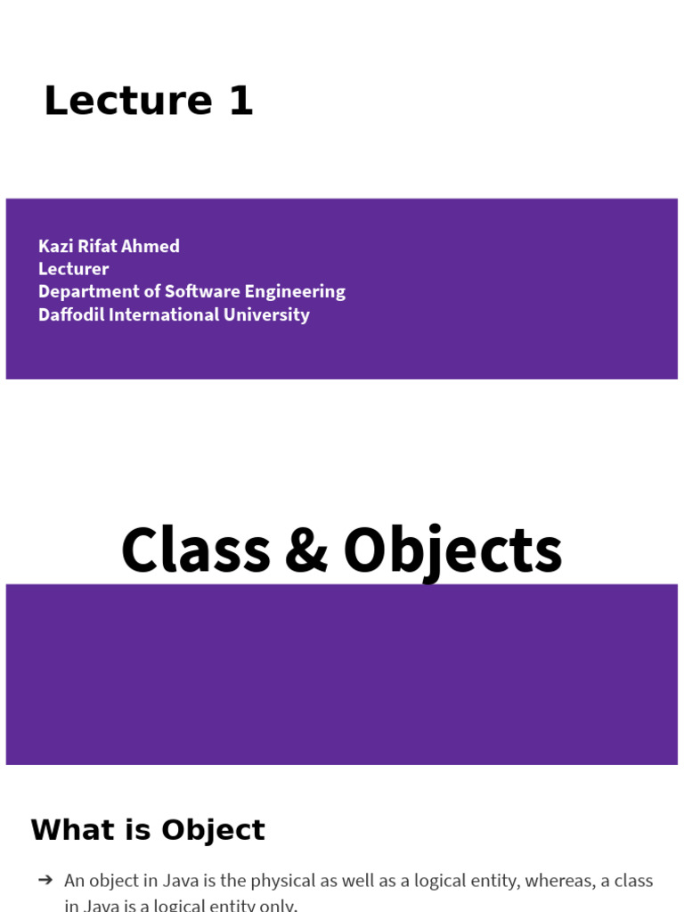 Lecture 1 Class Objects Pdf Class Computer Programming Method 