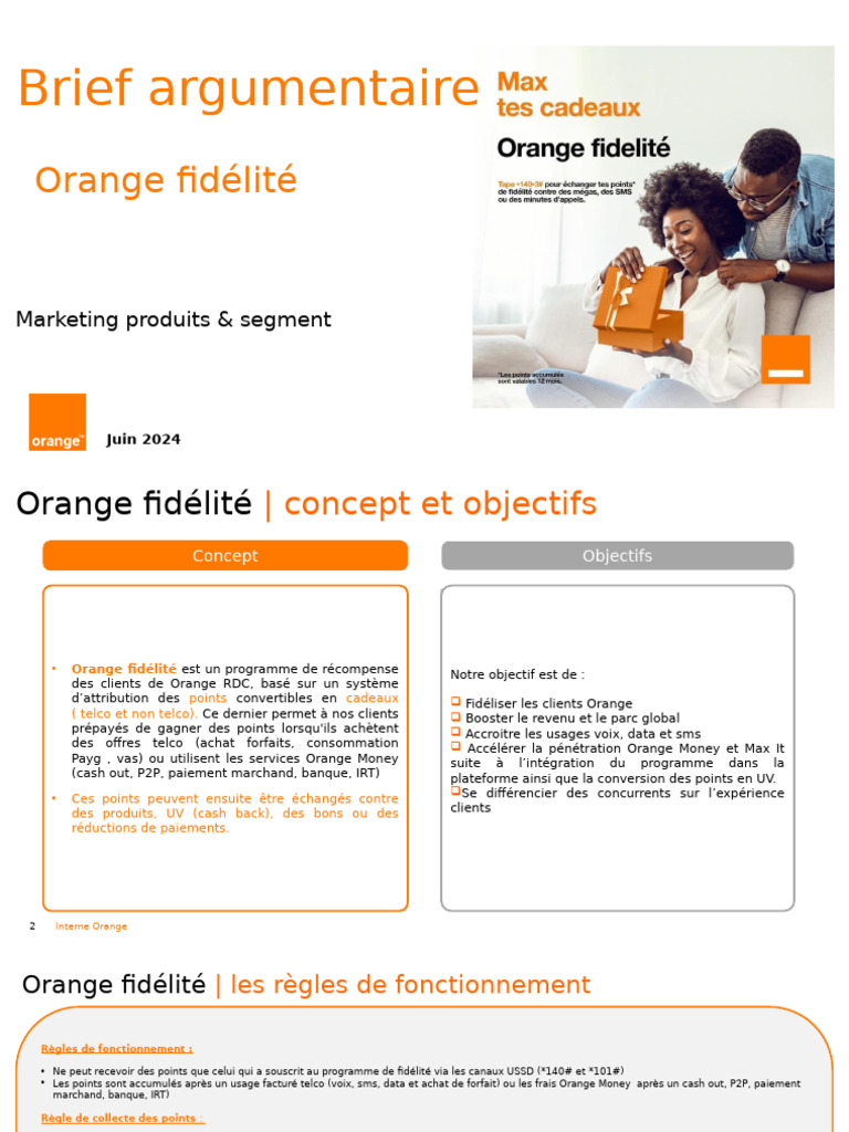 Brief Argumentaire Orange Fidélité - 06062024 | PDF | Business | Commercialisation