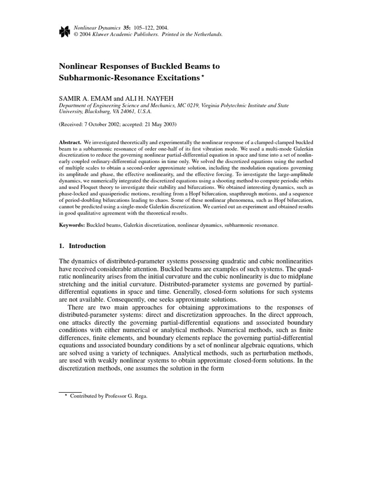 Subharmonic-Resonance Excitations | PDF | Chaos Theory | Partial ...