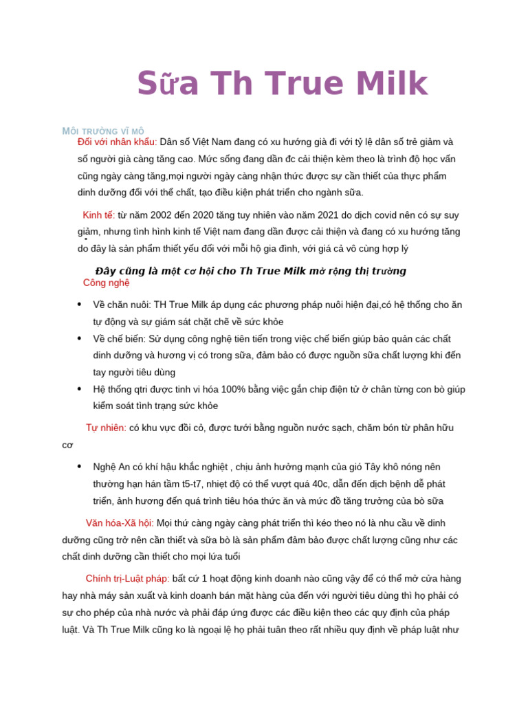 Sữa TH True Milk | PDF