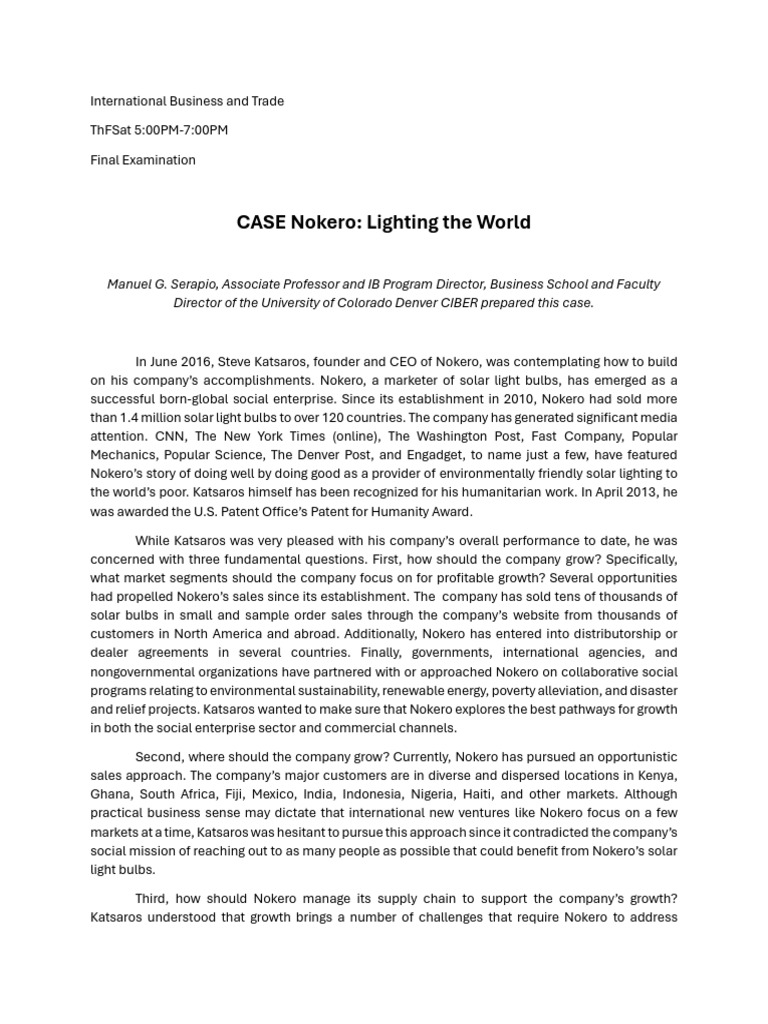 International Business & Trade - Case Study Final Exam-06062024 | PDF | Supply Chain | Kerosene