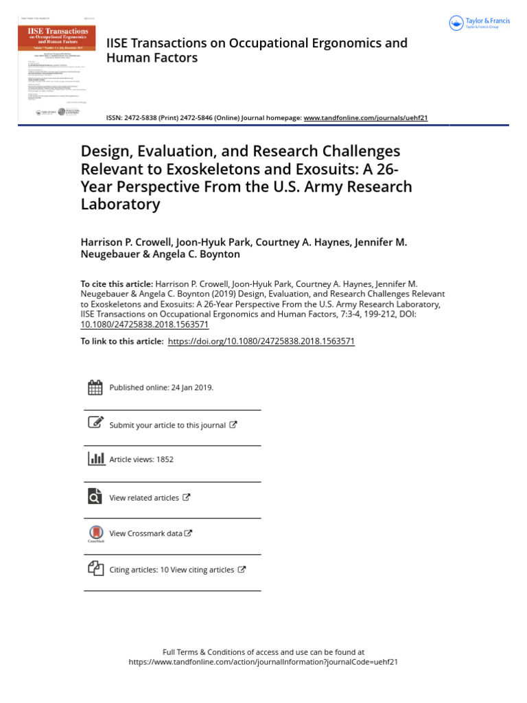 Design Evaluation and Research Challenges Relevant To Exoskeletons and ...