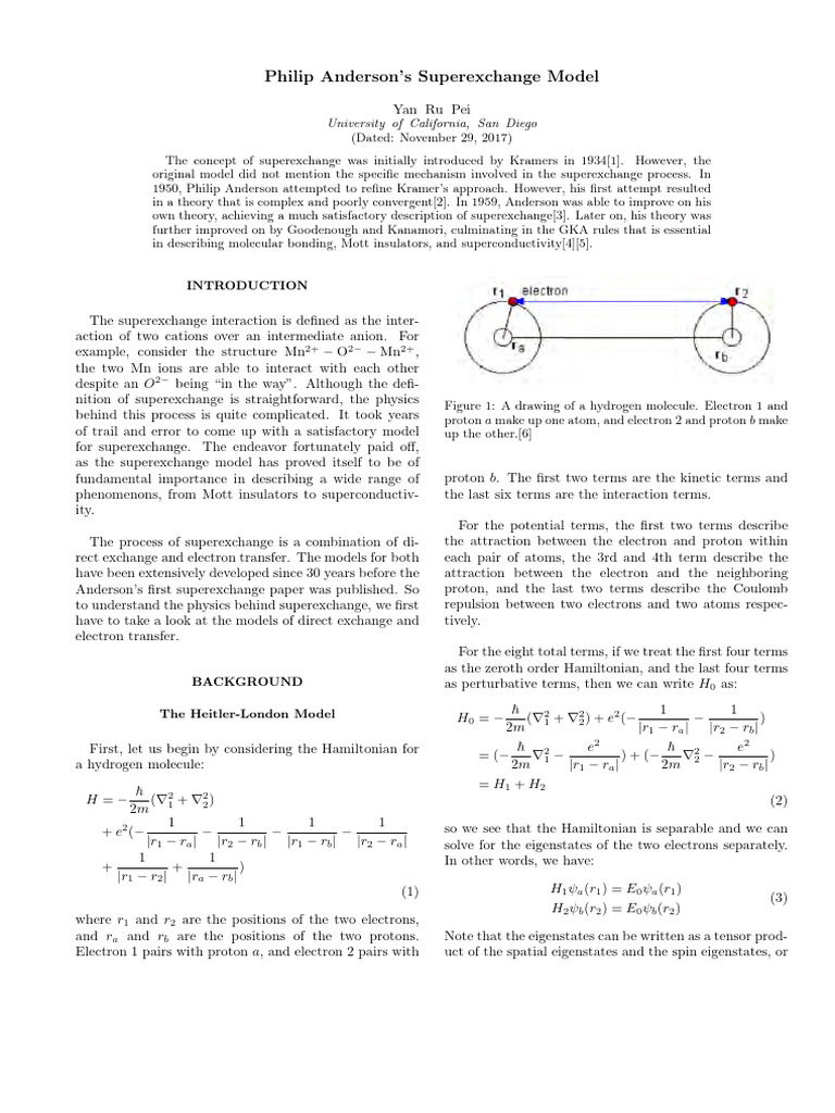 Philip Anderson's Superexchange Model 1964 | PDF | Molecular Orbital ...