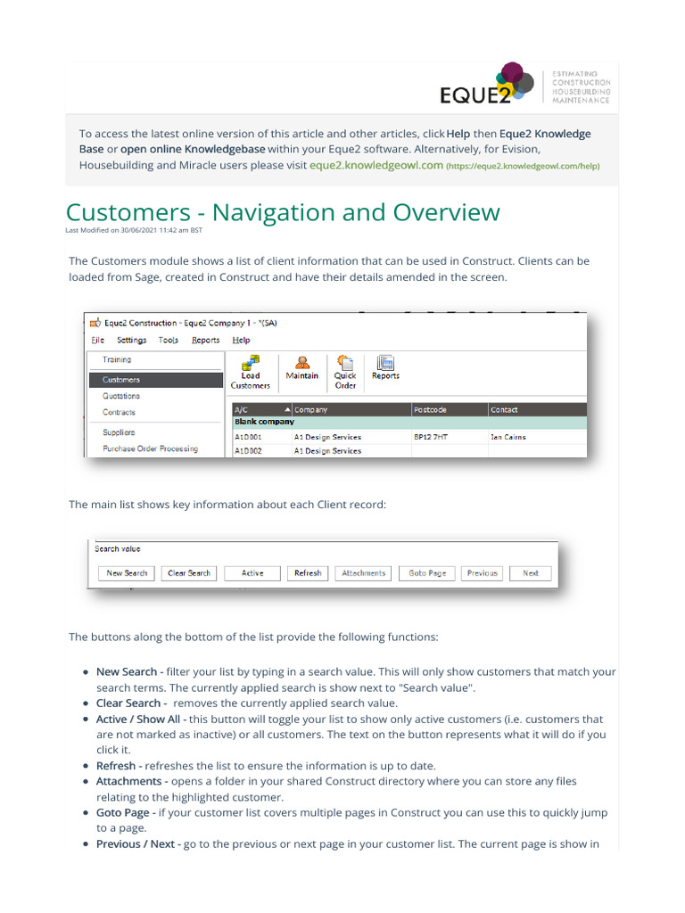 Eque2 Customers-Navigation-and-Overview | PDF | Directory (Computing) | Software Engineering