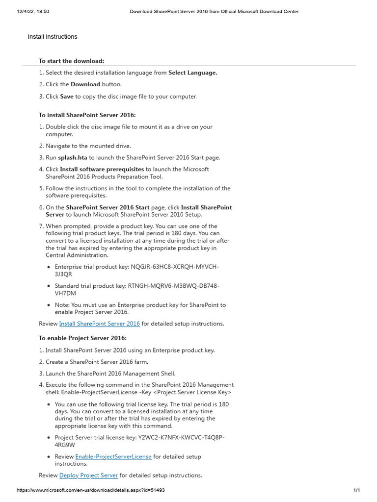 Download and Install SharePoint 2016 | PDF | Share Point | Operating ...