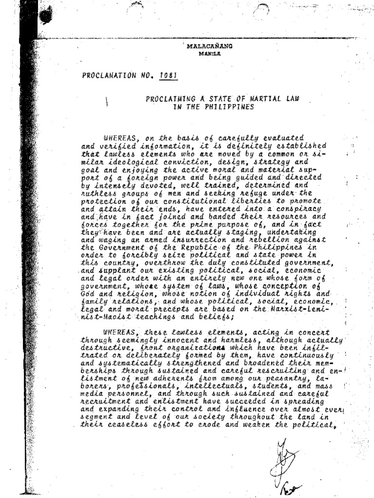 Proclamation 1081 1972 | PDF