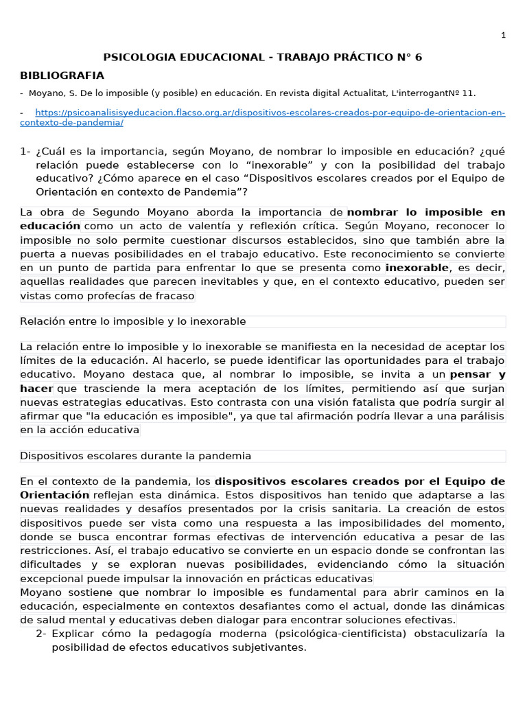 PSICOLOGIA EDUCACIONAL tp6 | PDF | Salud mental | Aprendizaje