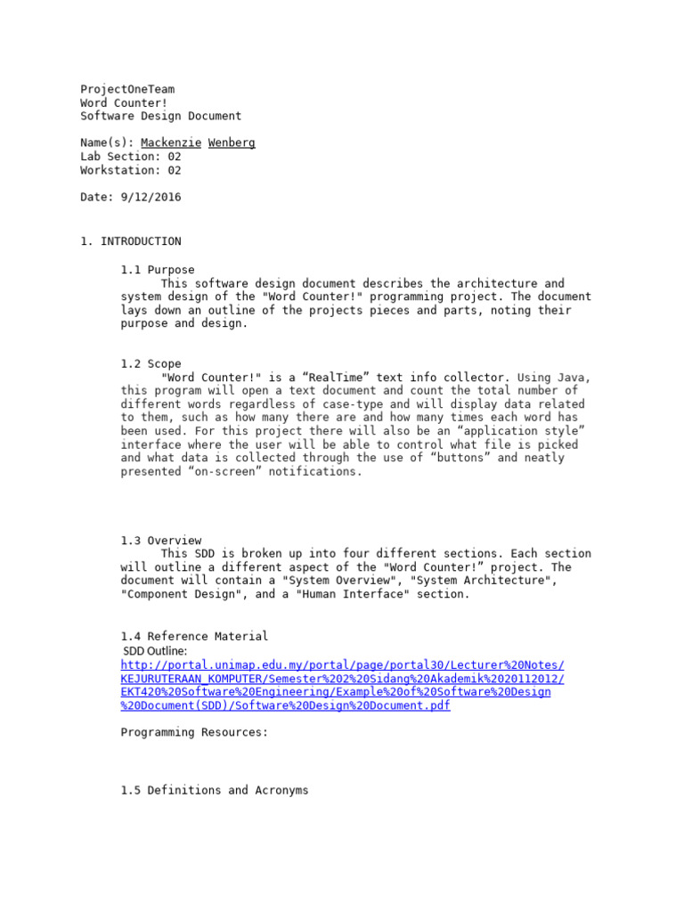 Project One SDD | PDF | Technology & Engineering