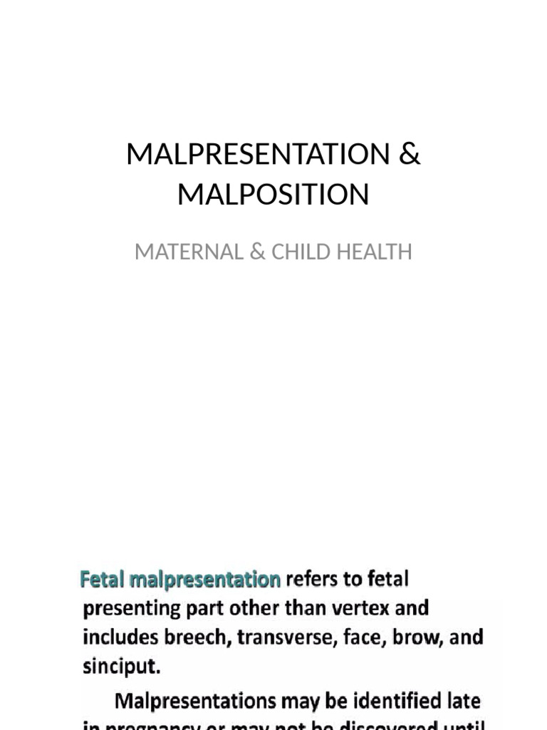 Malpresentation & Malposition | PDF