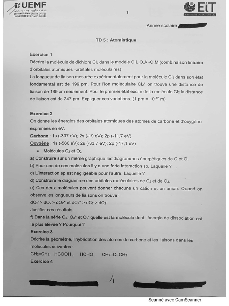 TD 5 Atomistique | PDF