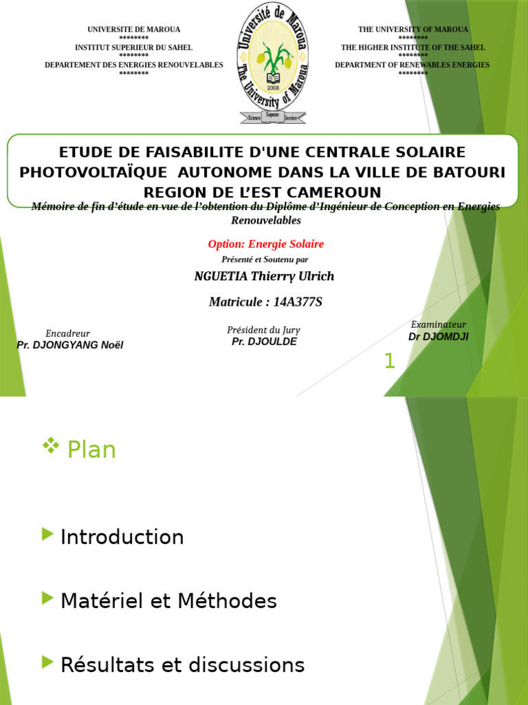 Etude de Faisabilité D'une Centrale Solaire PV Autonome | PDF | Énergie solaire photovoltaïque ...