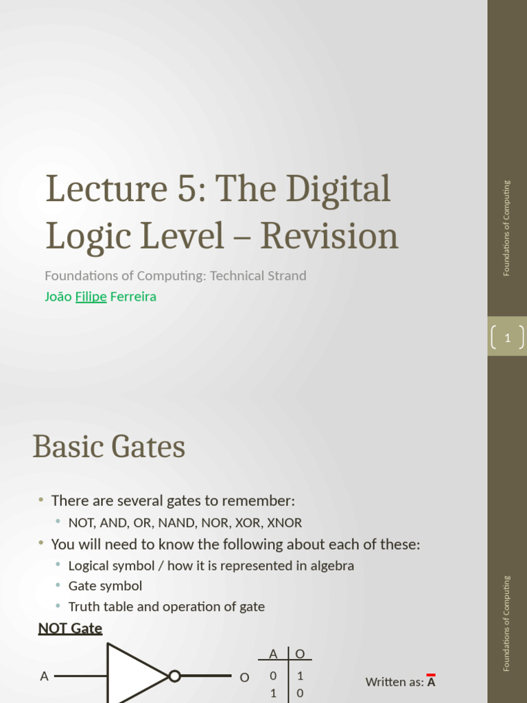 Lecture 5 - The Digital Logic Level - Revision | PDF | Theory Of ...