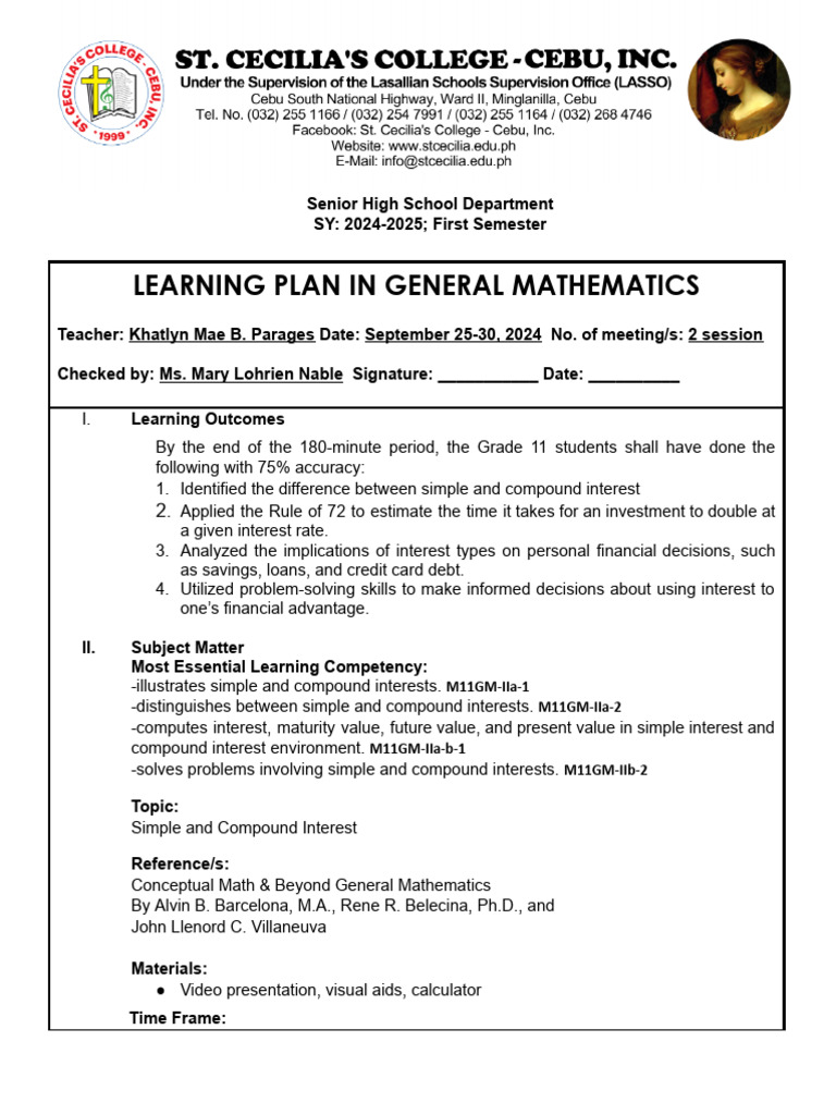 General Math: Simple vs. Compound Interest | PDF | Interest | Debt