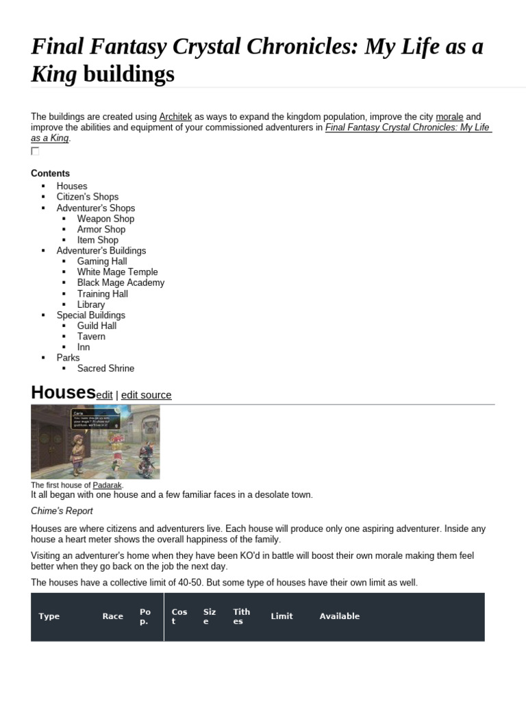 FFCC My Life as a King | PDF