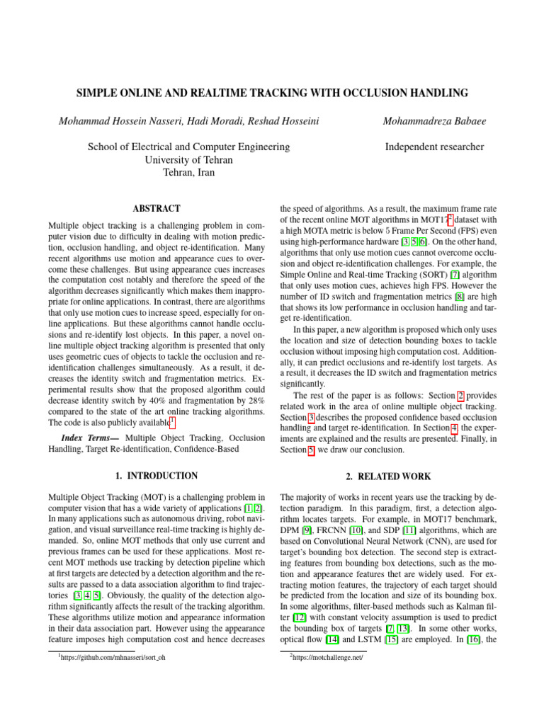 Real-Time Object Tracking with Occlusion Handling | PDF | Kalman Filter ...