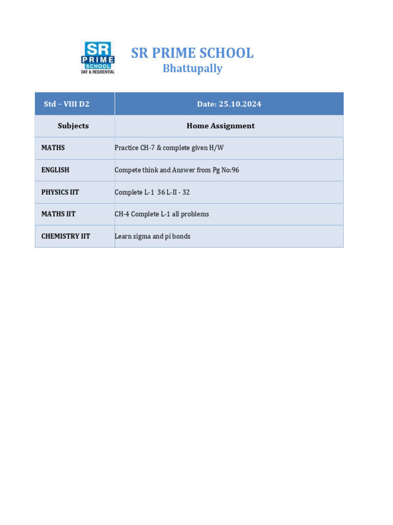 SR Prime School: Bhattupally | PDF | Technology & Engineering