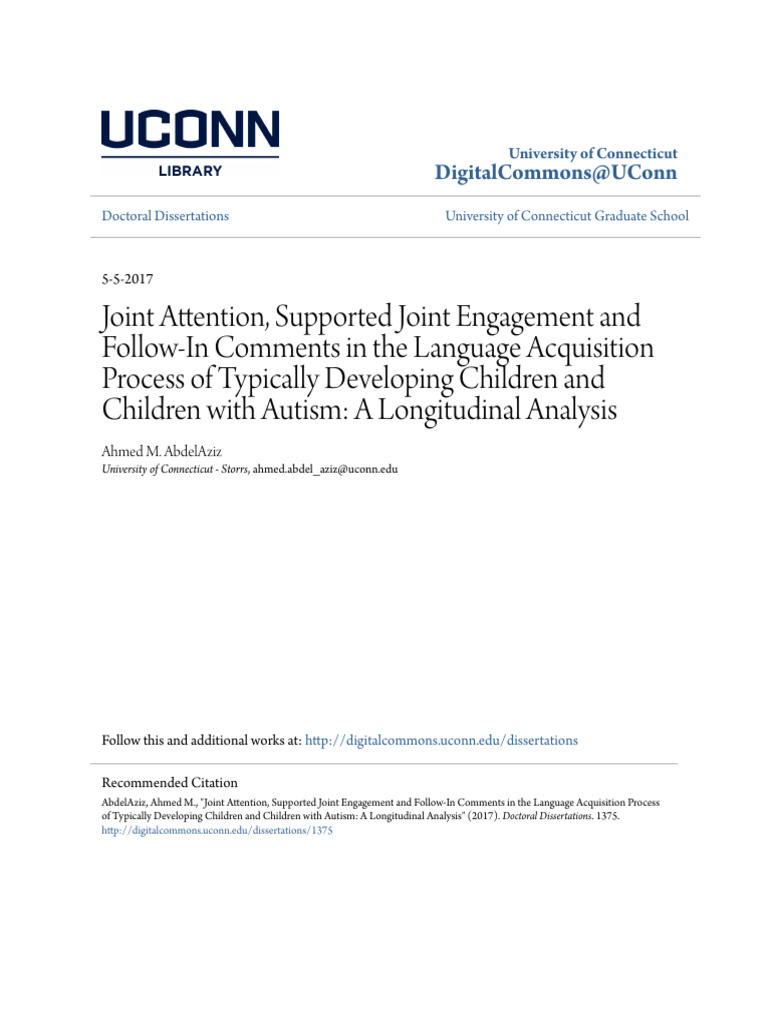 Joint Attention, Supported Joint Engagement and Follow-In Comments in ...