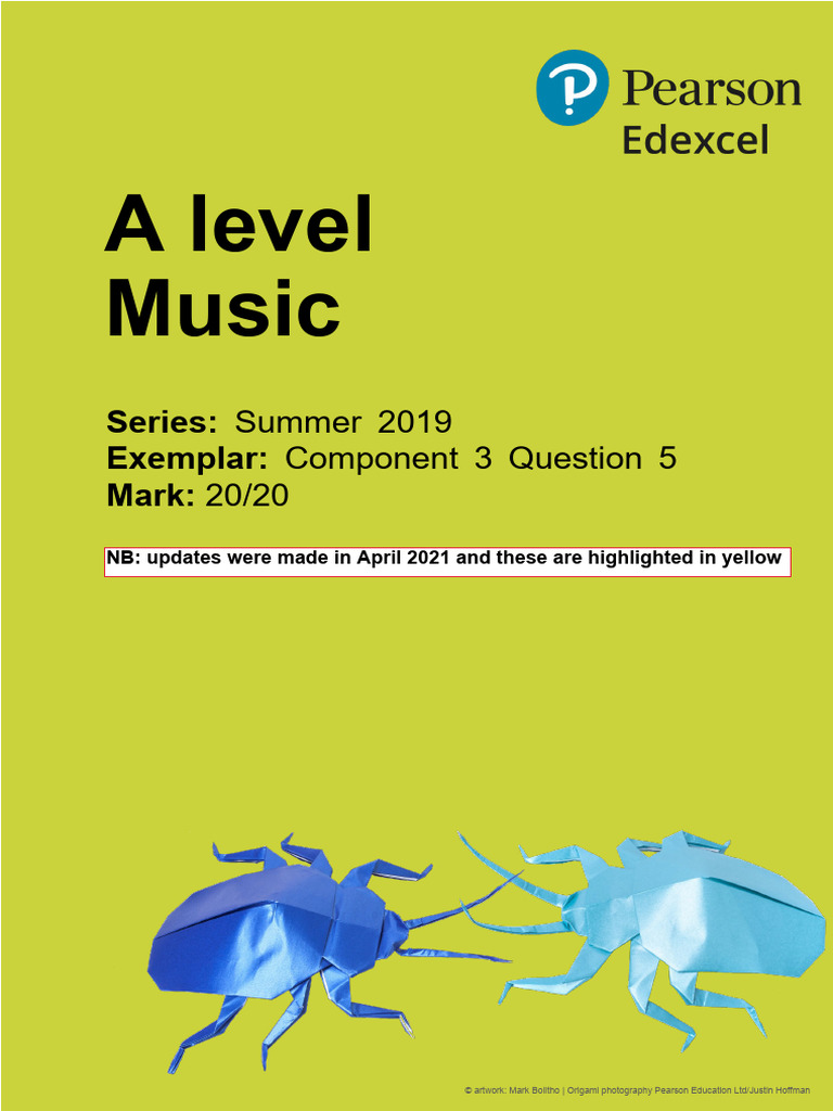 Edexcel A Level Music Exemplar Essay | PDF | Harmony | Chord (Music)