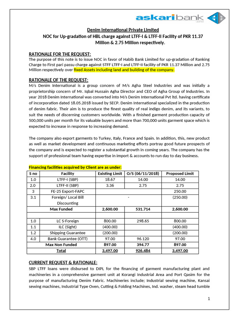 Short Form Credit Memo - DIPL | PDF | Economies | Financial Services