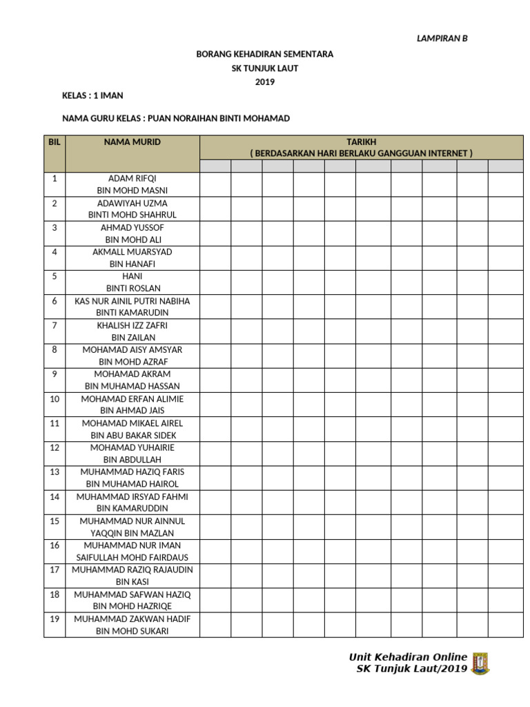 Borang Kehadiran Sementara | PDF