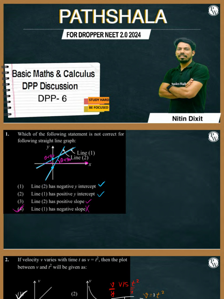 Basic Maths & Calculus - DPP Discussion (DPP-06) - (Pathshala Dropper NEET 2.0 2024) | PDF