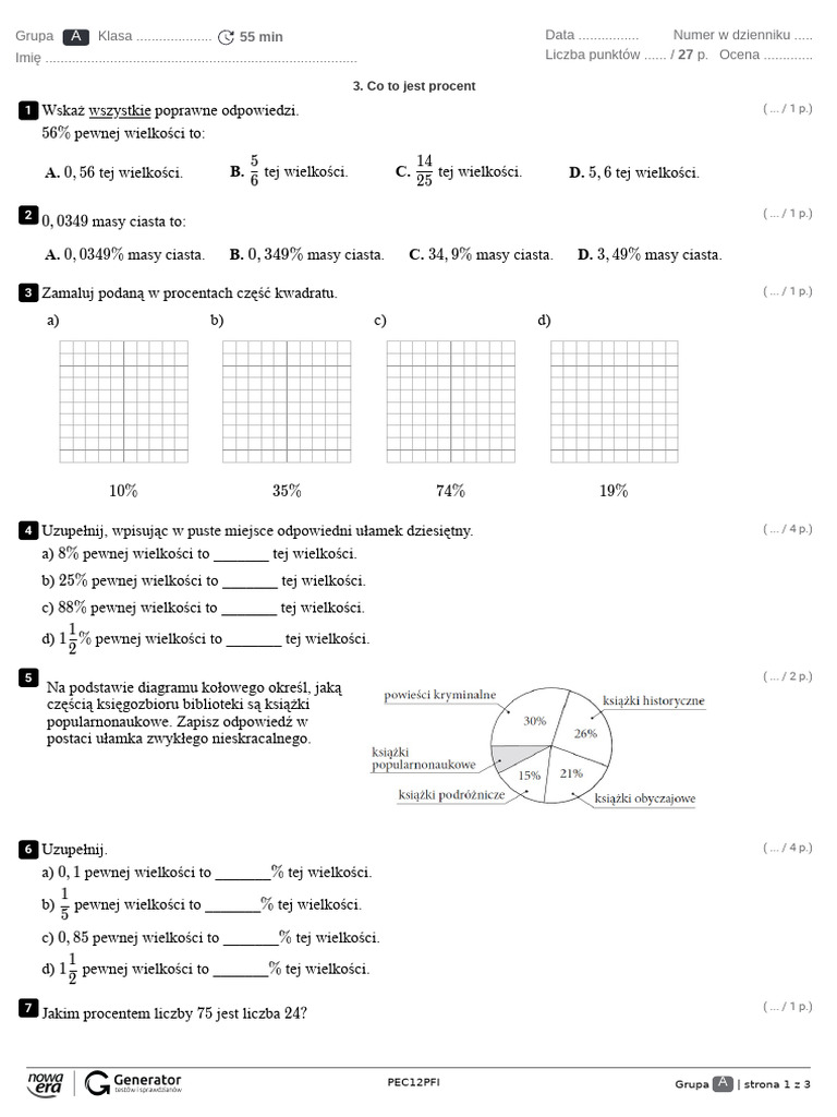Co To Jest Procent Test (Z Widoczną Punktacją) | PDF